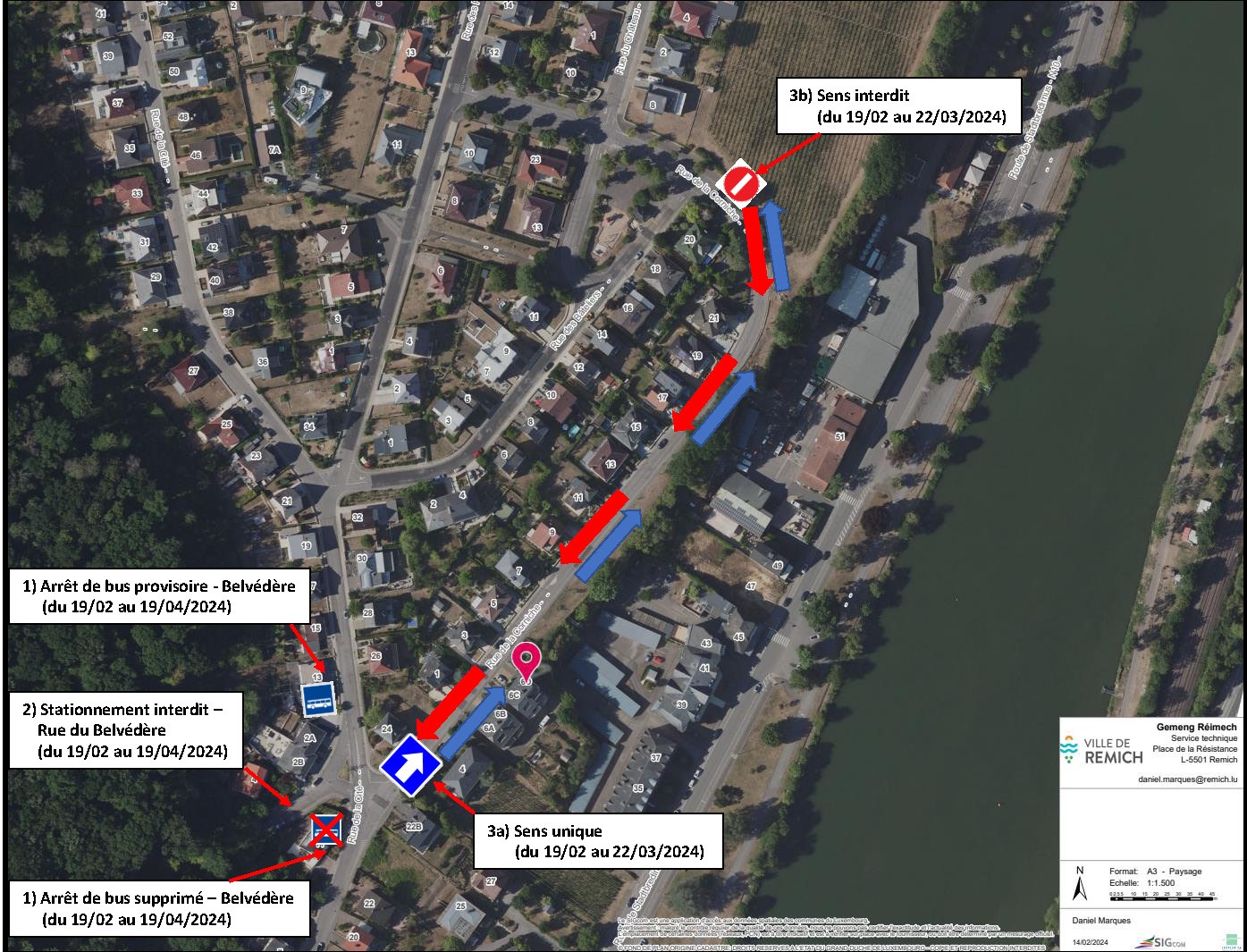 Baustelle Rue de la Cité | Verlegung Bushaltestelle und Einbahn Rue de ...